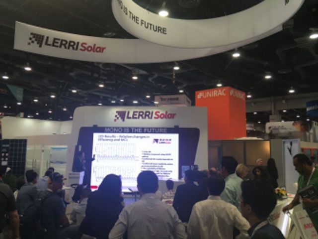 LONGi solar exhibits modules and hosts booth party at Solar Powe